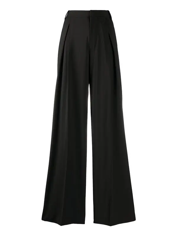 DIESEL® High-waisted Pleated Wide-leg Trousers - Black