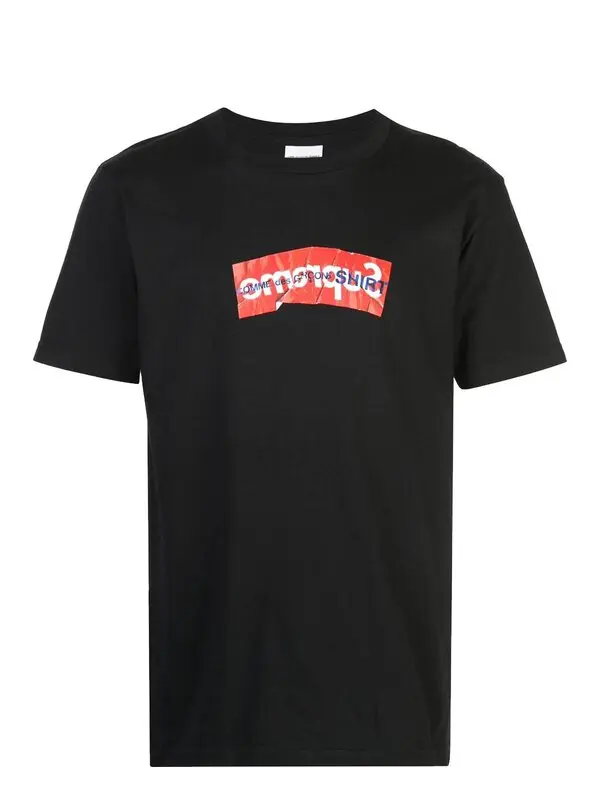 Supreme X Cdg Logo Print T-shirt - Black