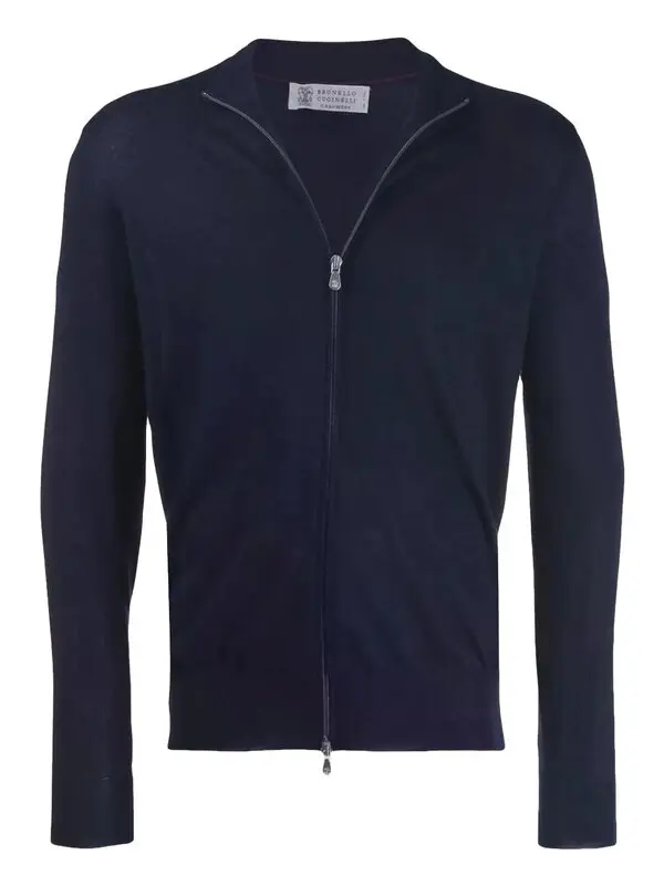 Brunello Cucinelli Zip-up Knit Cardigan - Blue