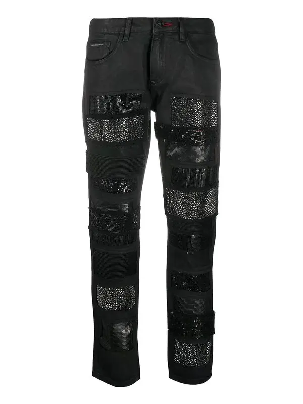 Philipp Plein Customised Boyfriend Jeans - Black
