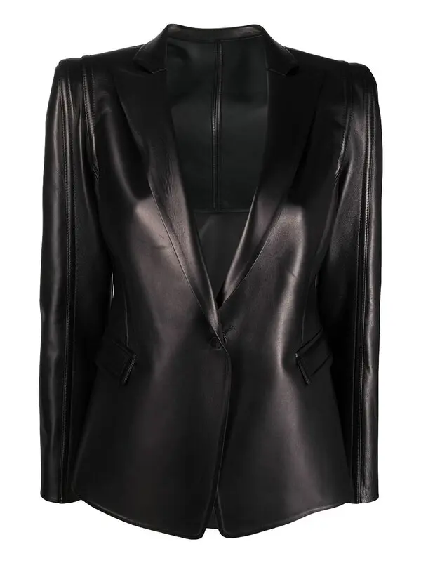 Valentino Garavani Single-breasted Leather Blazer - Black
