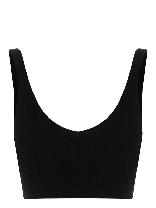 Cashmere In Love Ribbed-knit Cropped Top - Black