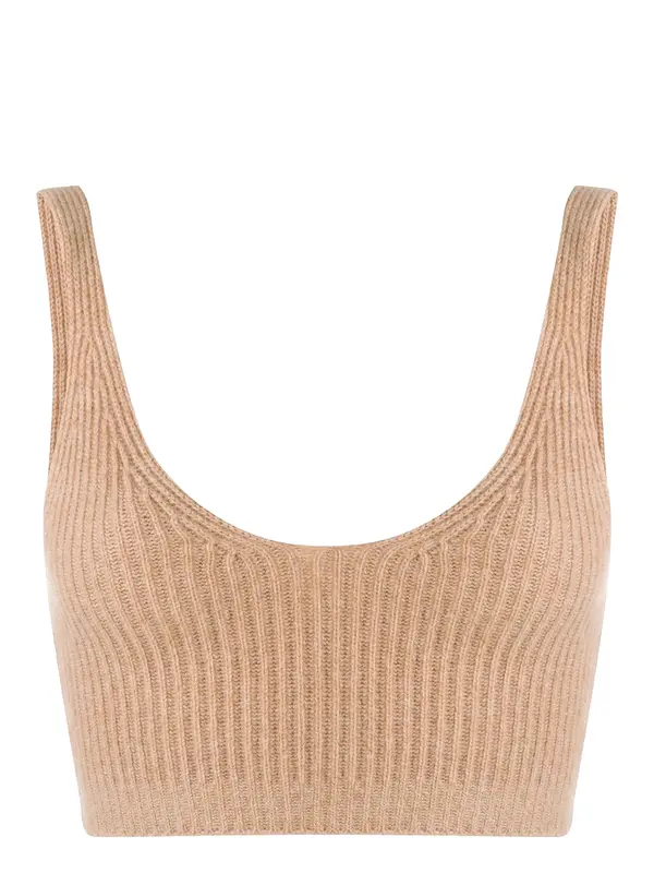 Cashmere In Love Reese Ribbed-knit Cropped Vest - Neutrals
