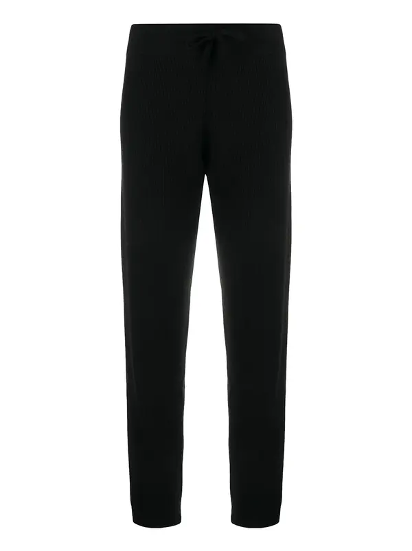 Cashmere In Love Ribbed-knit Track Pants - Black