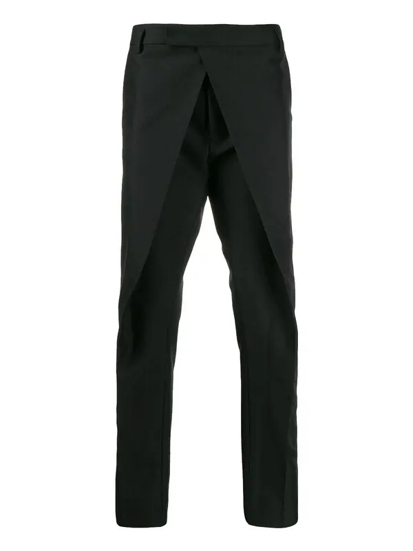 LES HOMMES Tailored Front-bib Trousers - Black