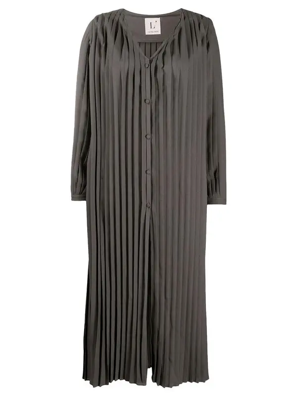 L' AUTRE CHOSE Pleated Midi Dress - Grey