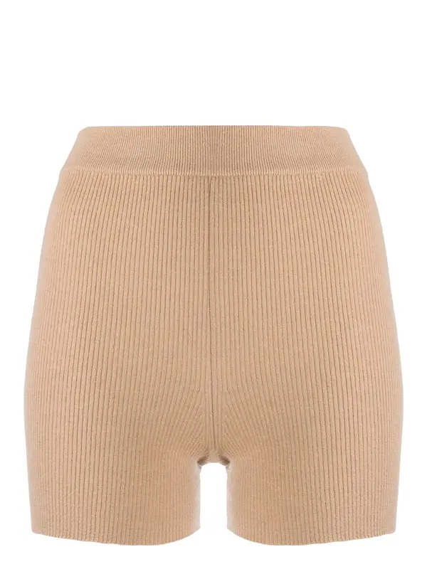 Cashmere In Love Alexa Ribbed-knit Biker Shorts - Neutrals