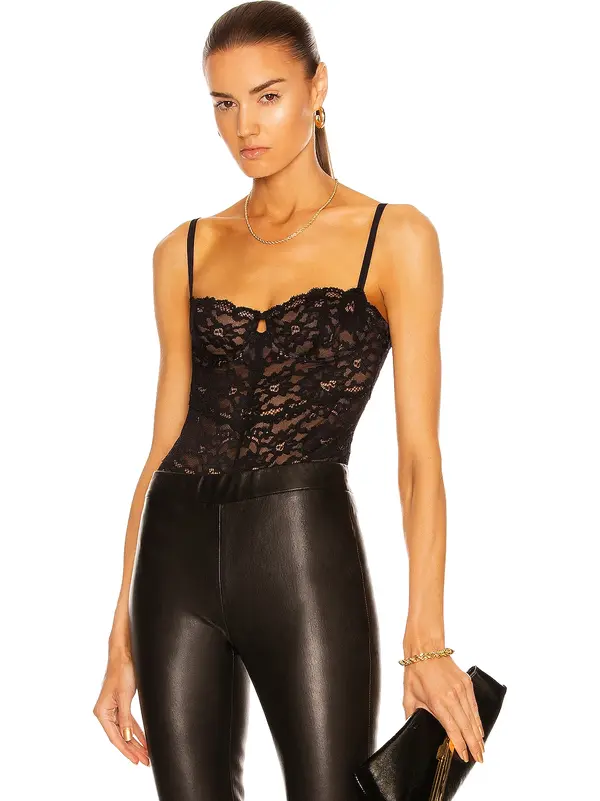 Fleur Du Mal Charlotte Lace Balconette Bodysuit - Black