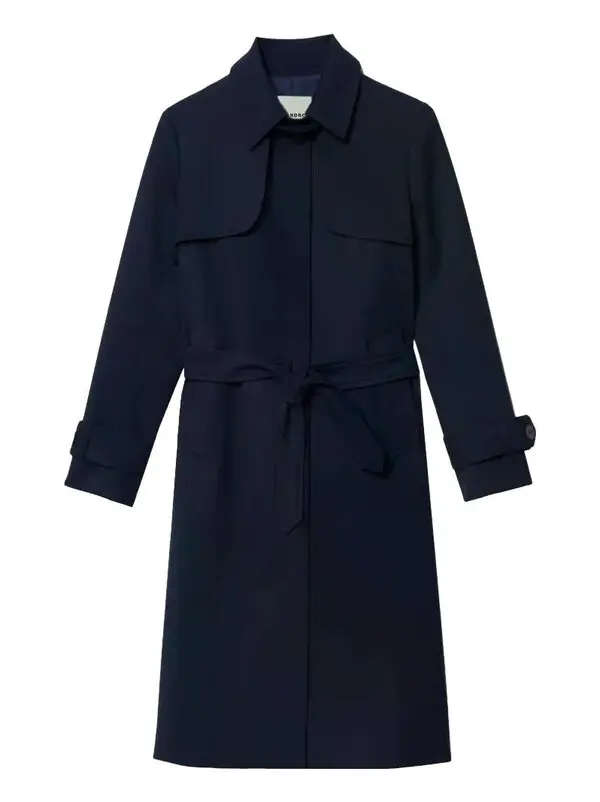 Sandro Trench Coat With Pleated Inset - Blue