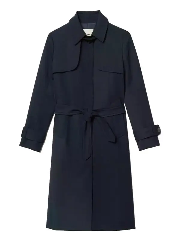 Sandro Trench Coat With Pleated Inset - Blue
