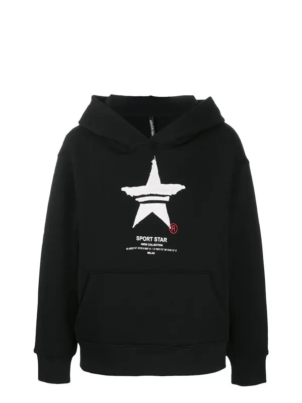 Neil Barrett Sports Star Print Hoodie - Black