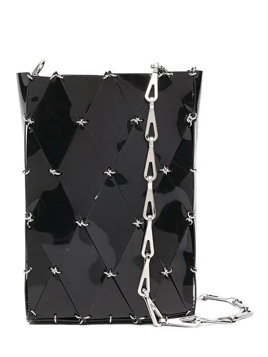 Rabanne Diamond-pattern Pierced Shoulder Bag - Black