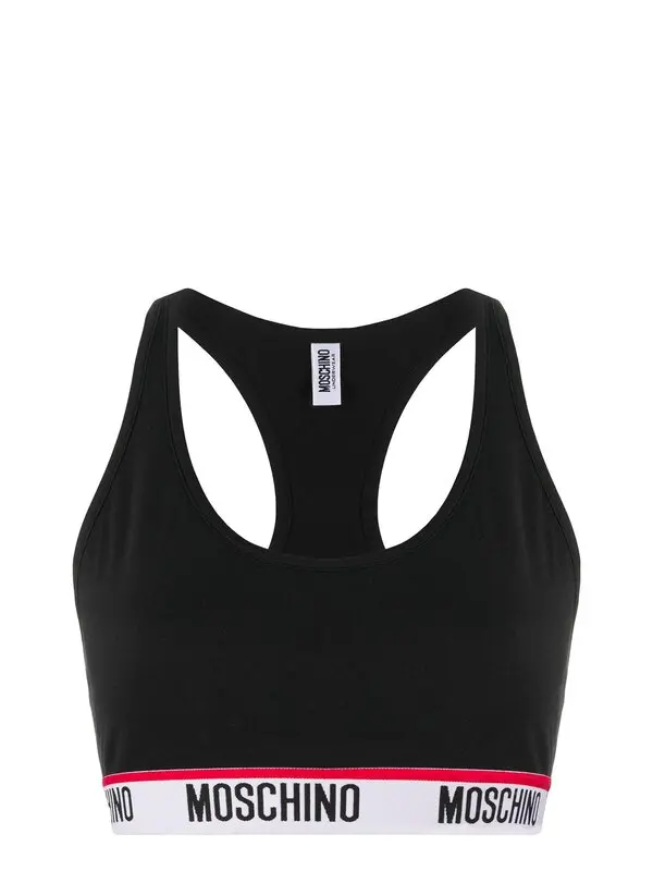 Moschino Logo-tape Sports Bra - Black