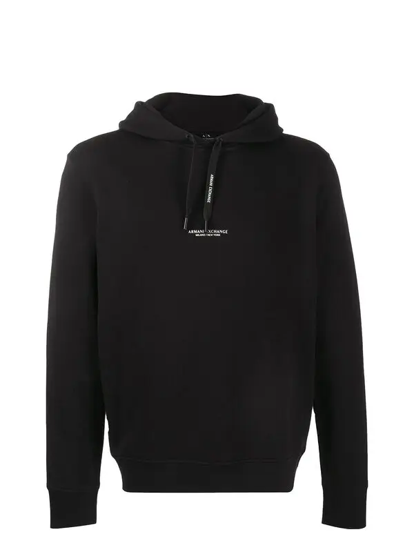 Armani Exchange Logo-print Drawstring Hoodie - Black