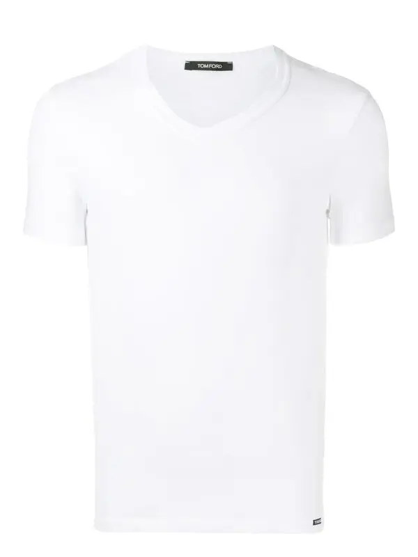 TOM FORD V-neck Cotton T-shirt - White