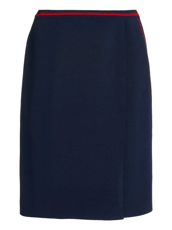 Miu Miu Flared Stripe-detail Knit Skirt - Navy