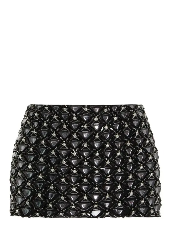 Miu Miu Crystal And Sequin-embellished Mini Skirt - Black
