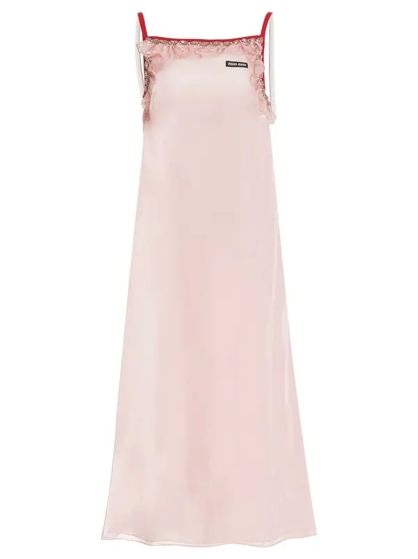 Miu Miu Ruffle-trimmed Voile Slip Dress - Pink