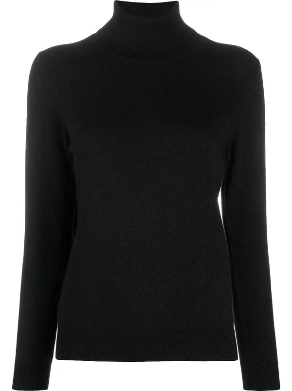 N.peal Cashmere Fine Knit Jumper With Roll Neck - Black