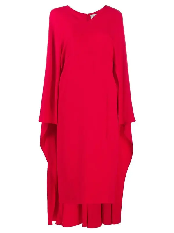 Valentino Garavani Cape-style V-neck Silk Midi-dress - Red