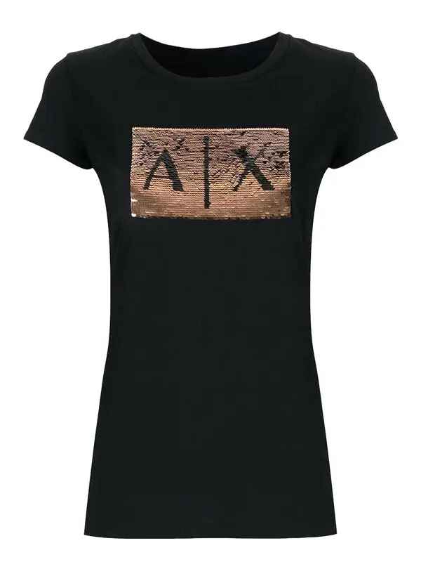 Armani Exchange Sequin-embellished Crew-neck T-shirt - Black