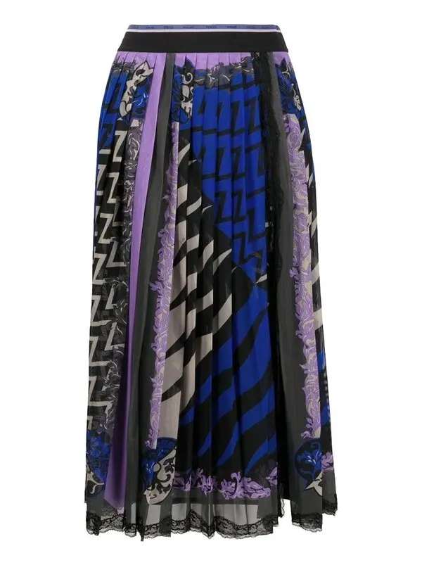 Emilio Pucci Pleated Abstract Print Midi Skirt - Blue