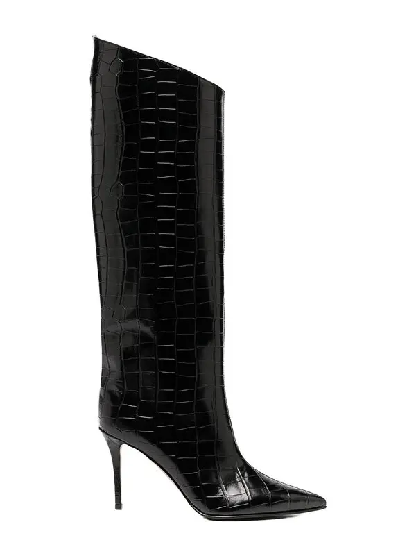 LE SILLA Eva Crocodile-effect Boots - Black