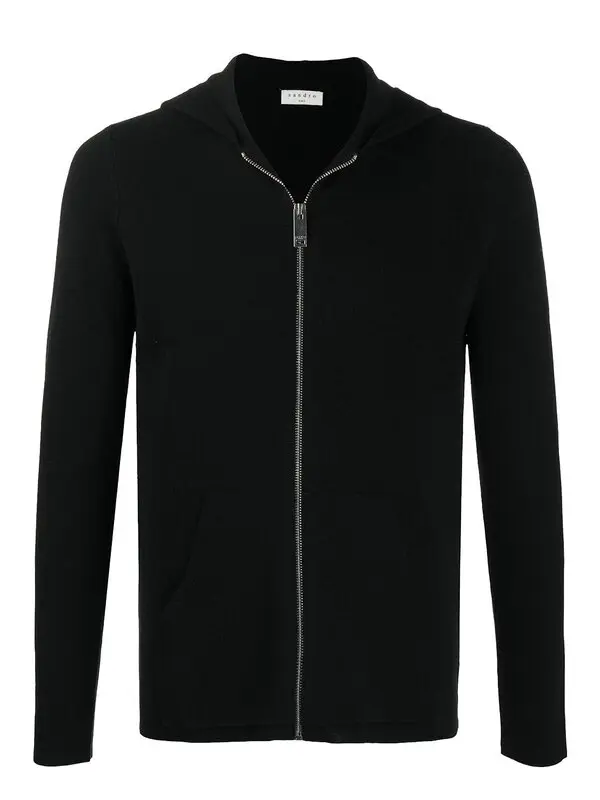 Sandro Hooded Wool Cardigan - Black