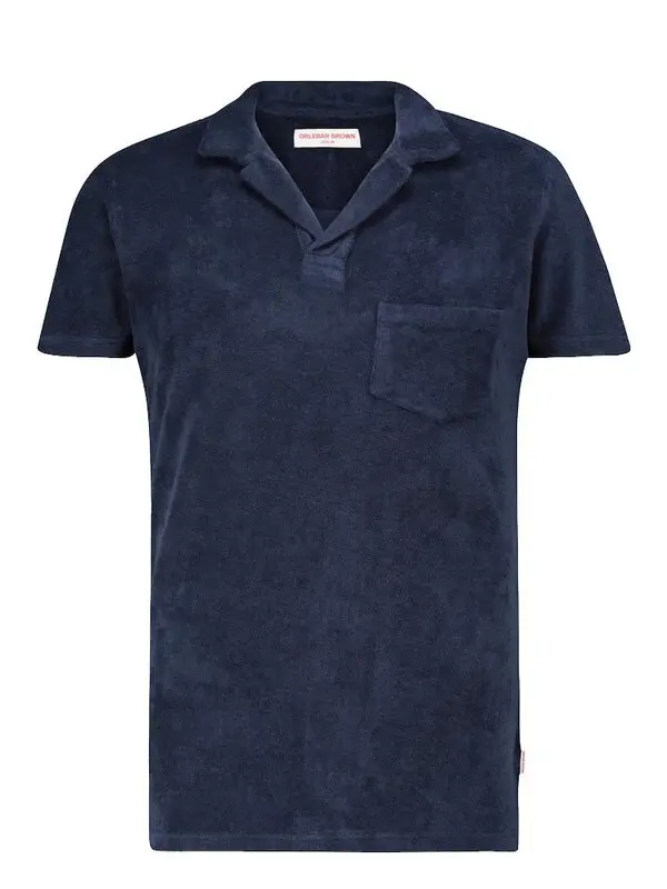 Orlebar Brown Terry Toweling Cotton Polo Shirt - Navy