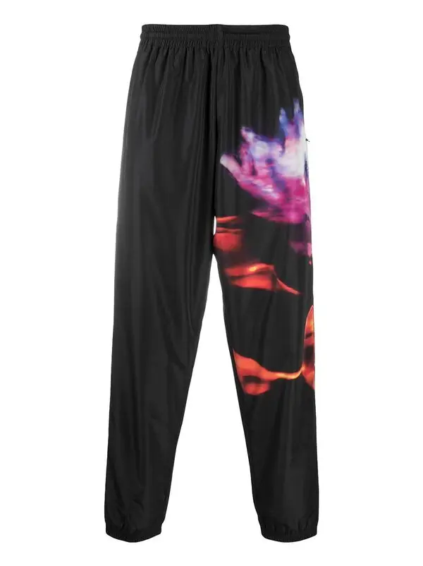 COUNTY OF MILAN Flower Print Track Pants - Black
