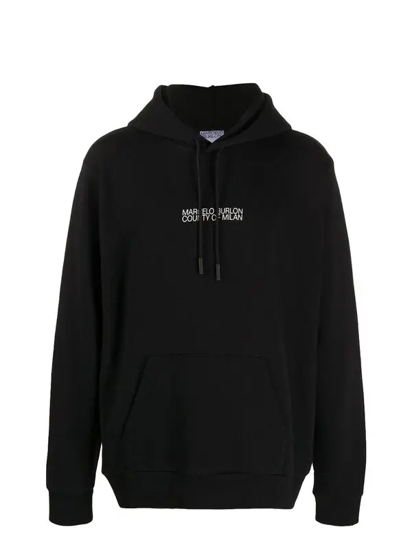 COUNTY OF MILAN Cotton Hoodie With Logo - Black