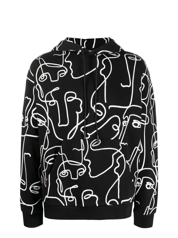 COUNTY OF MILAN All-over Faces Print Hoodie - Black