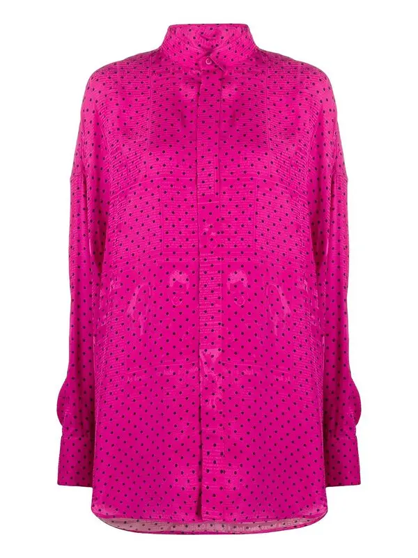 Balenciaga Polka Dot Scarf-detail Shirt - Pink