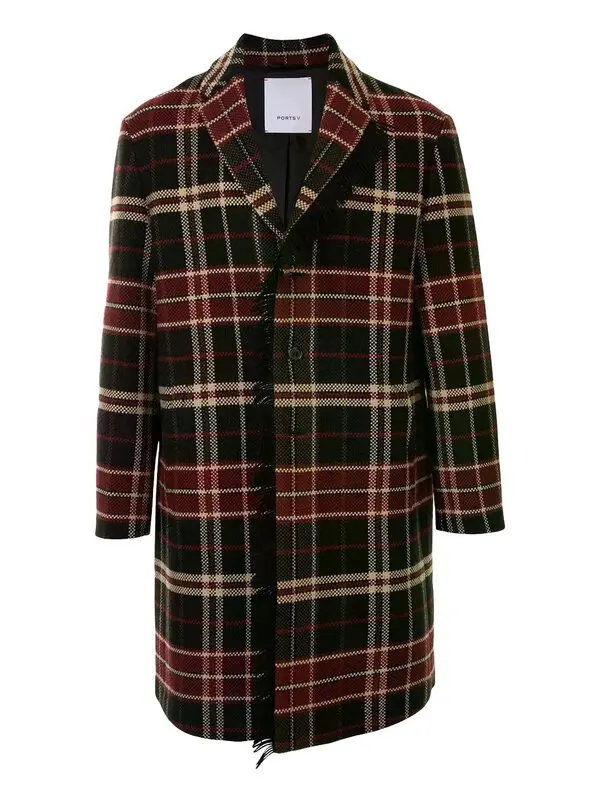 PORTS V Checkered Single-breasted Coat - Multicolour