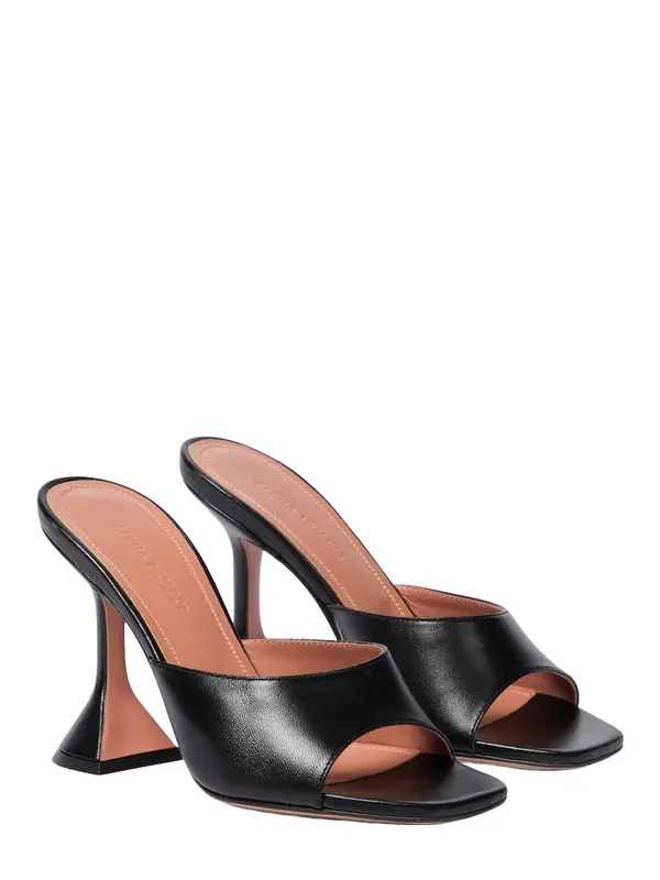 Amina Muaddi Lupita Leather Mules - Black