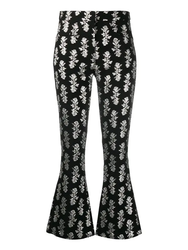 16Arlington Metallic Print Flared Trousers - Black