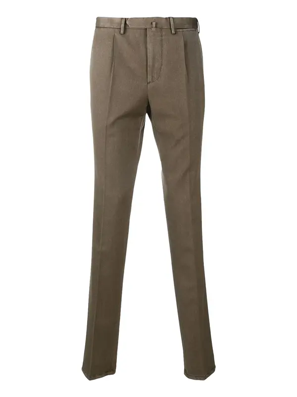 DELL'OGLIO Inverted Pleat Wool Trousers - Brown
