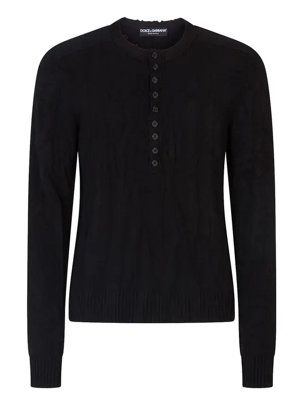 Dolce & Gabbana Half-button Cable-knit Jumper - Black