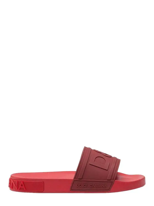 Dolce & Gabbana Logo-embossed Beachwear Slides - Red