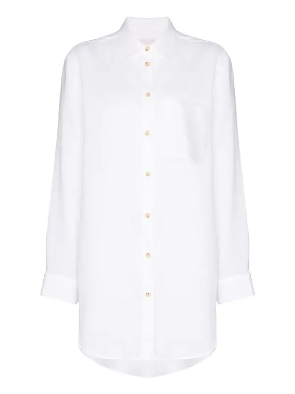 Asceno Formentera Oversized Linen Shirt - White