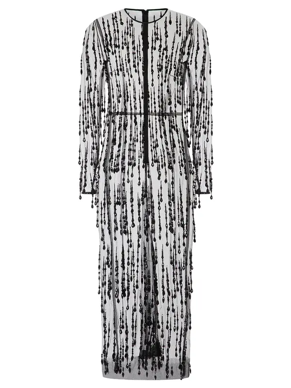 Dolce & Gabbana Bead-embellished Fringed Sheath Dress - Black