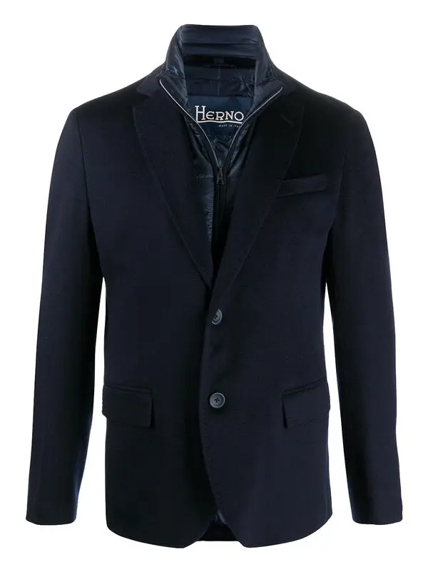 Herno Padded-detail Single-breasted Blazer - Blue
