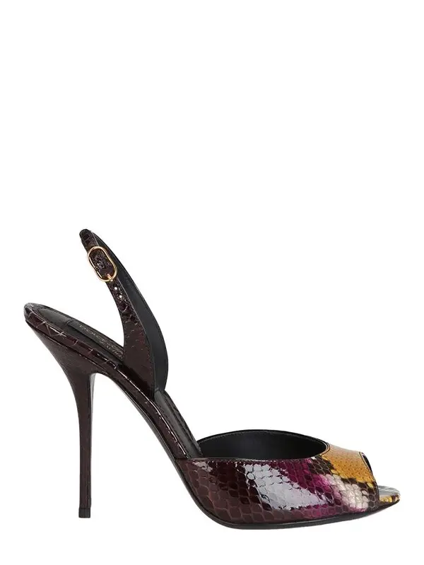 Dolce & Gabbana Snakeskin Effect High Heel Sandals - Purple