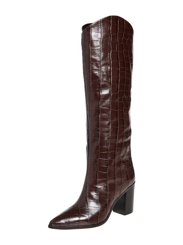 Schutz Maryana Block Boots - Dark Chocolate