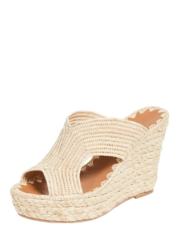 Carrie Forbes Lina Wedge Mules - Natural