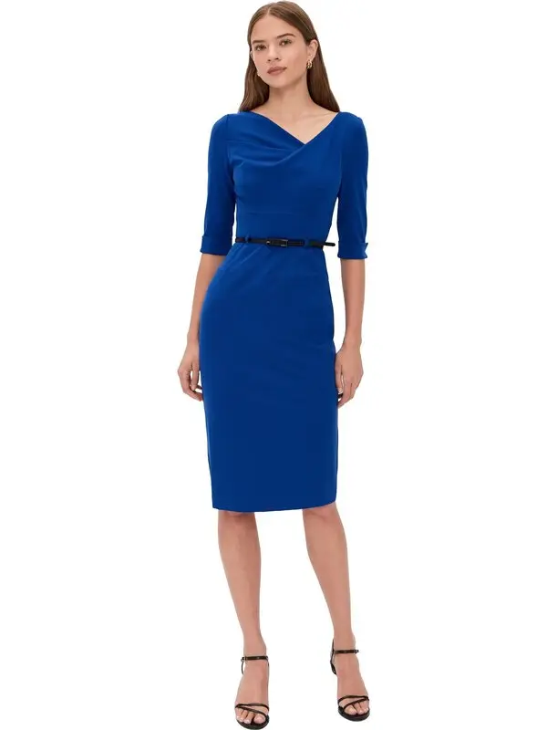 Black Halo 3/4 Sleeve Jackie O Dress - Cobalt
