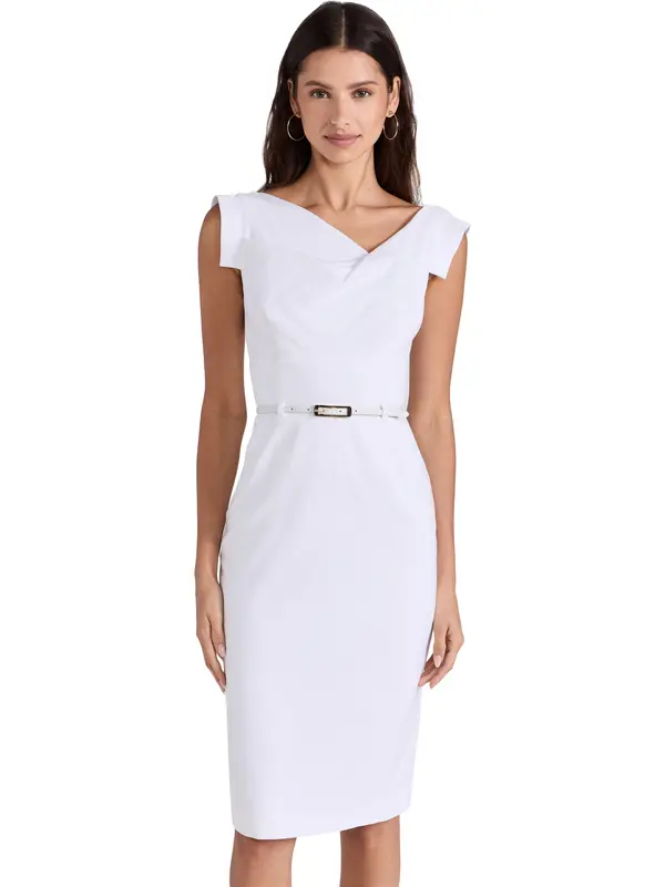 Black Halo Jackie O Belted Dress - White
