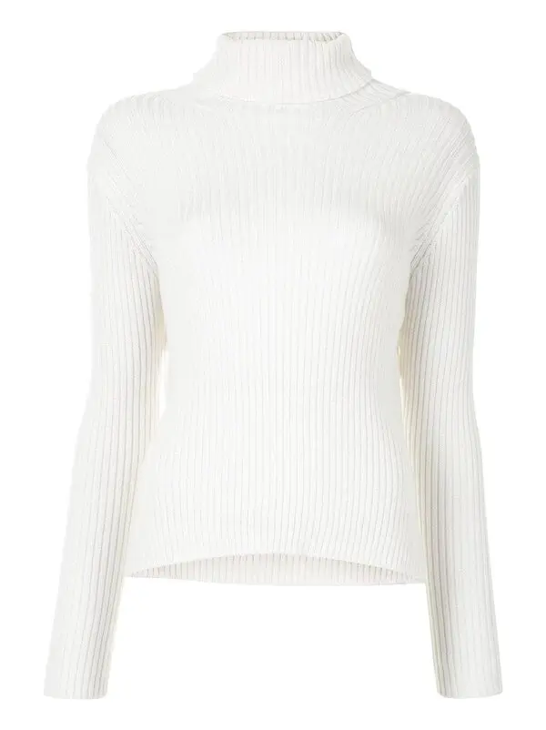 Y’s Ribbed-knit Roll-neck Jumper - White