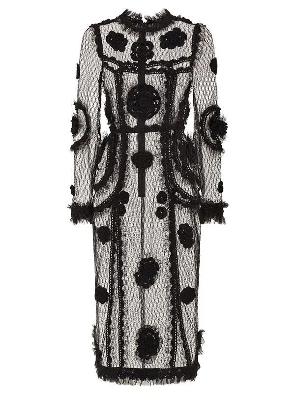 Dolce & Gabbana Floral-embroidered Sheath Dress - Black