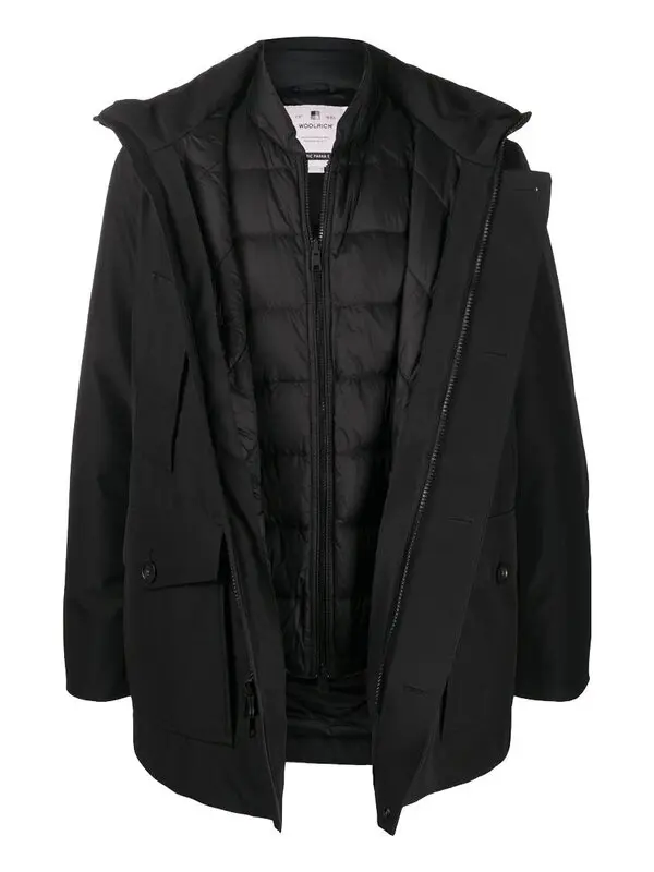 Woolrich Double Layered Hooded Coat - Black